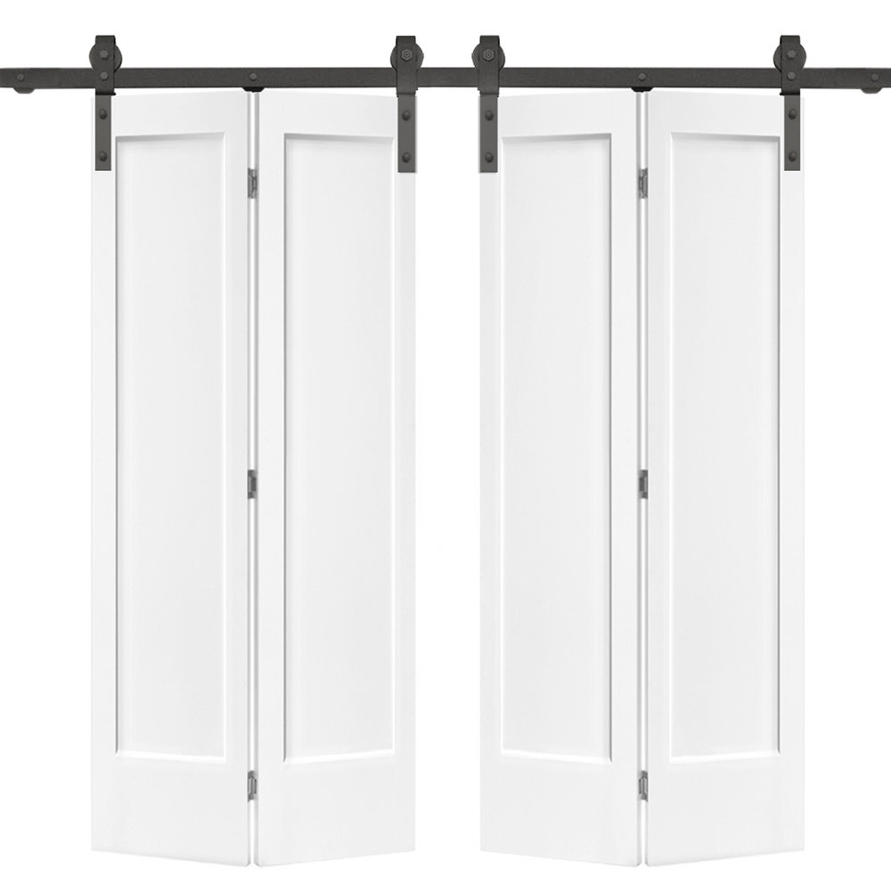 Calhome Paneled MDF Composite Double Bifold Barn Doors with ...
