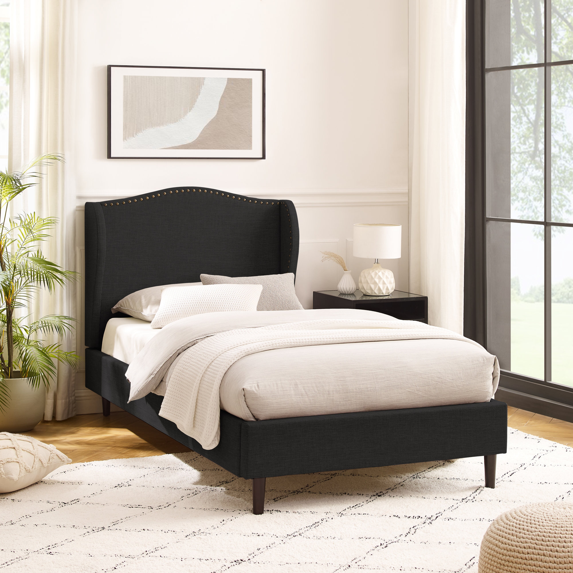 Rustic Manor Aliannah Linen Platform Bed | Wayfair
