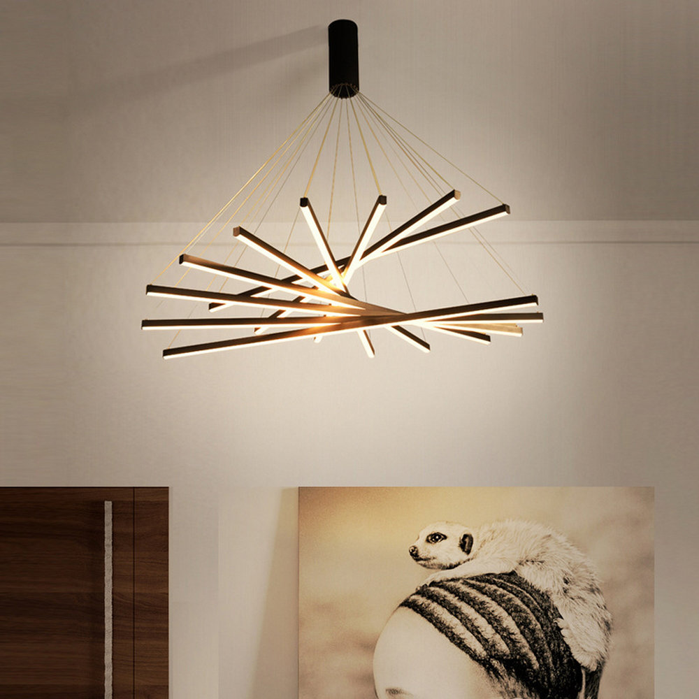 Wrought Studio Chike Linear Black Led Chandelier Suspension Pendant ...