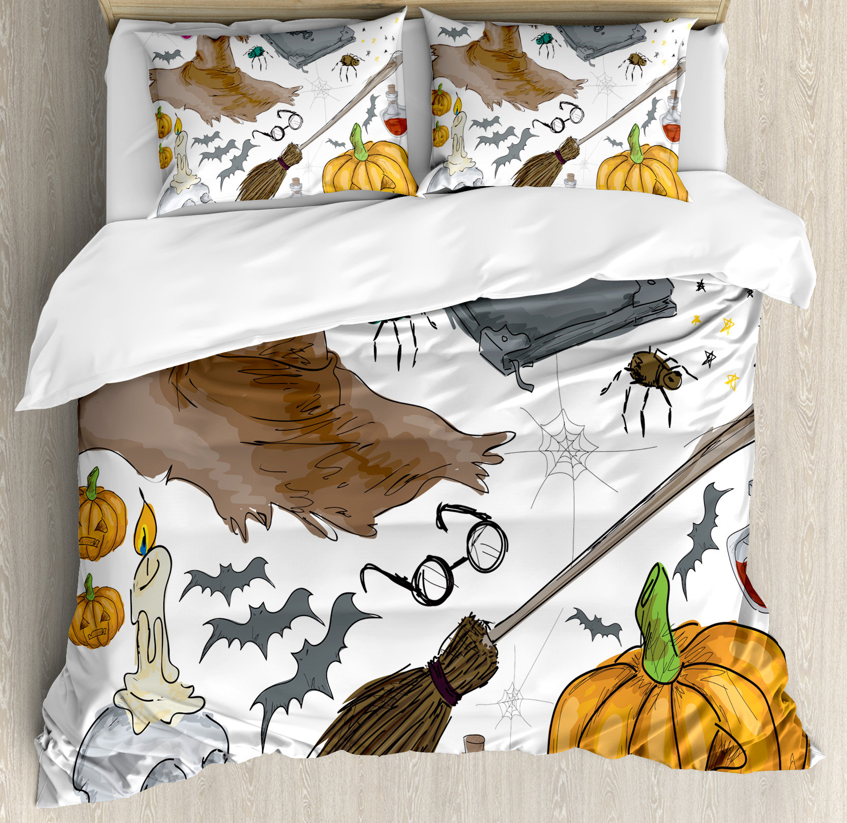 Ambesonne Halloween Magic Spells Witch Craft Objects Doodle Style ...