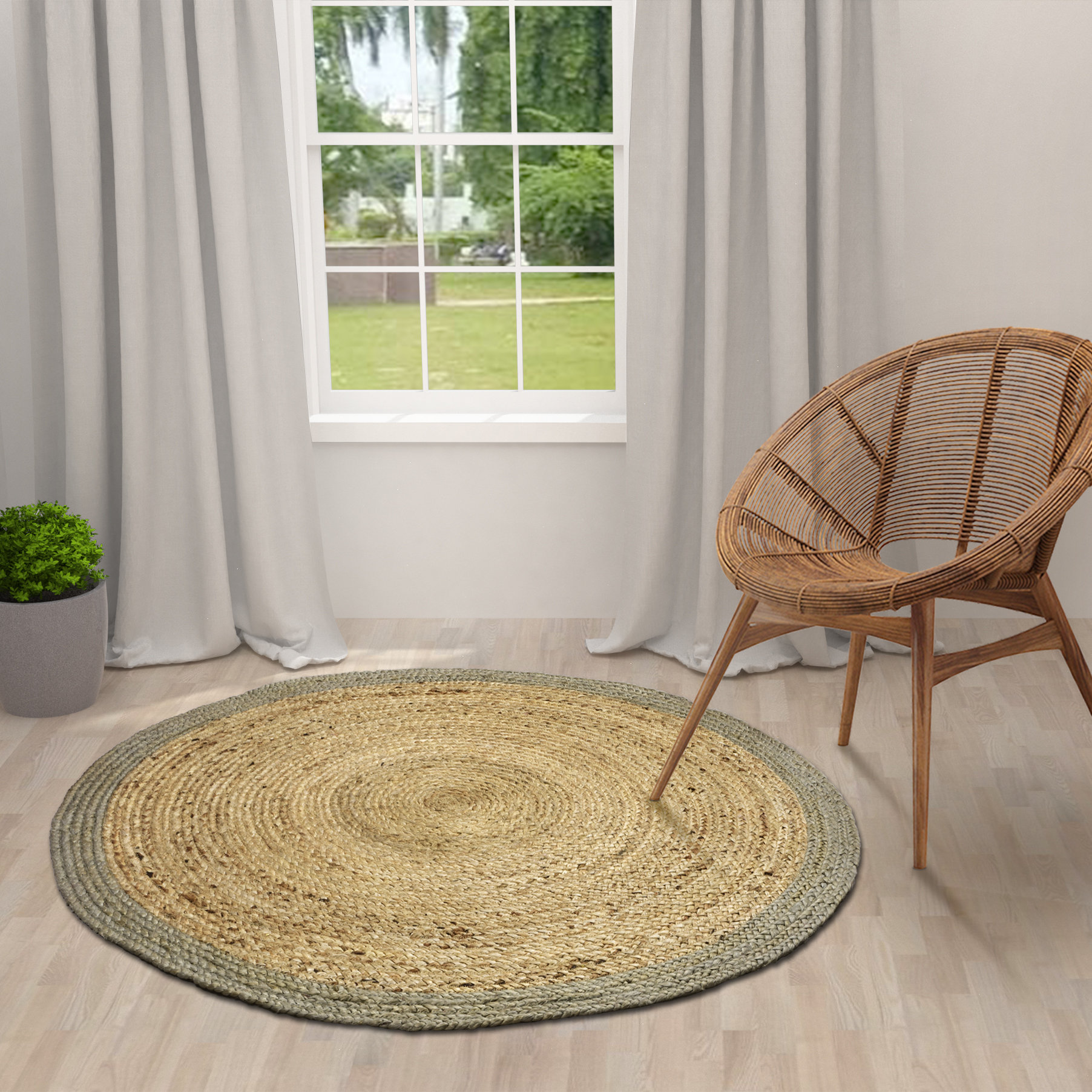 Bay Isle Home™ Espitia Hand Braided Jute Rug Natural Round 48" | Wayfair