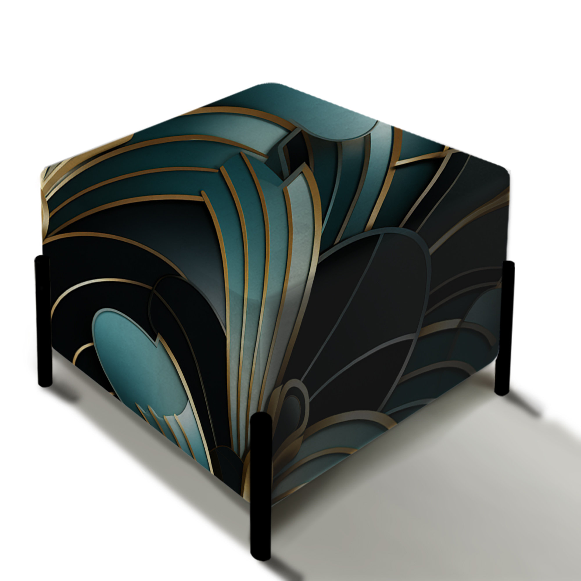 Design Art Damask Emerald And Gold Art Deco Pattern - Damask Square ...