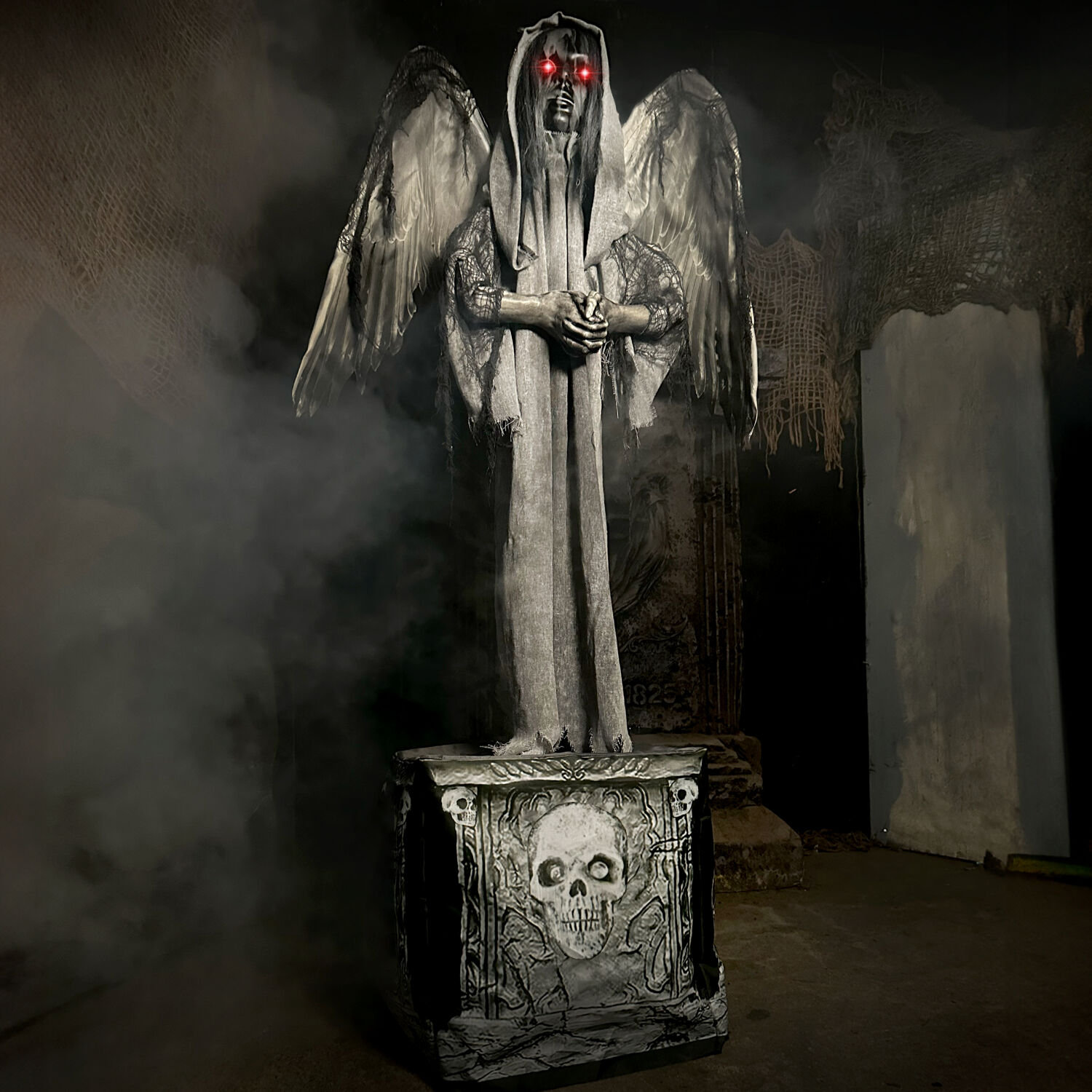Haunted Hill Farm Lifesize Animatronic Haunted Angel Statue with Lights ...