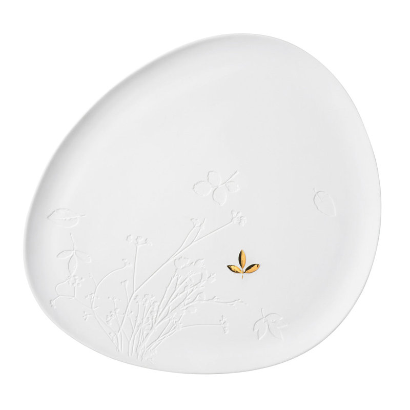 Räder Porcelain Stories Decorative Plate - Gold Floating Leaf | Wayfair