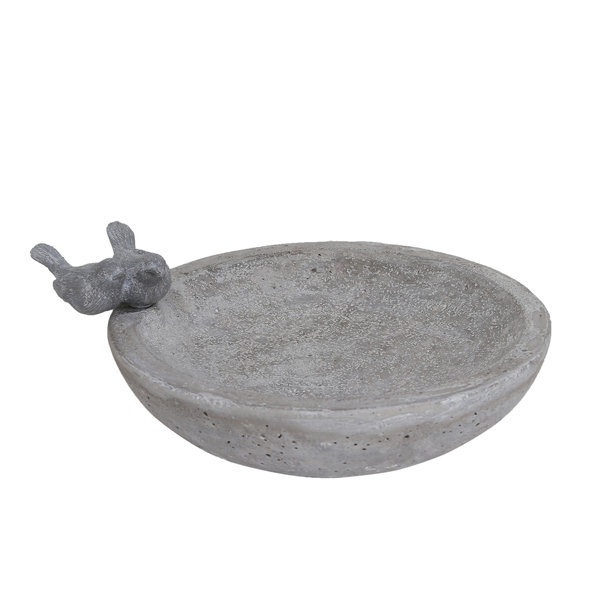 Northlight Seasonal 13" Round Gray Cement Bird Bath Basin Outdoor ...