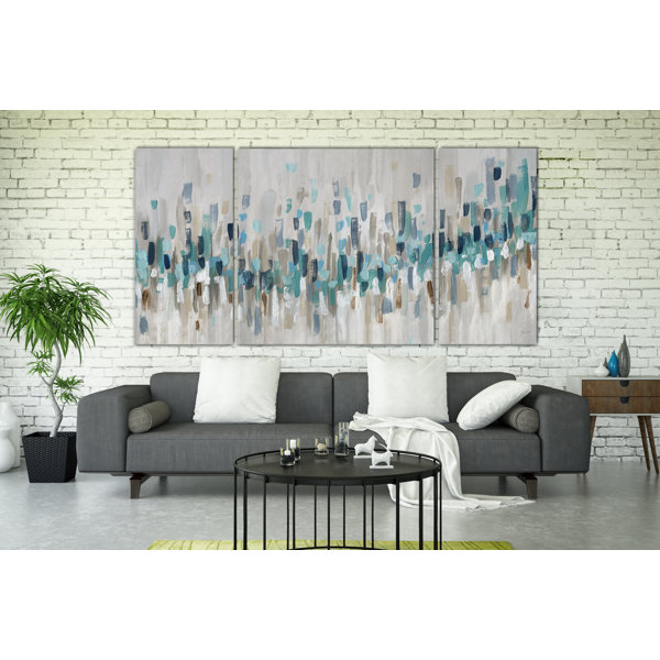 Wexford Home A Premium 'Blue Staccato' Painting Multi-Piece Image on ...