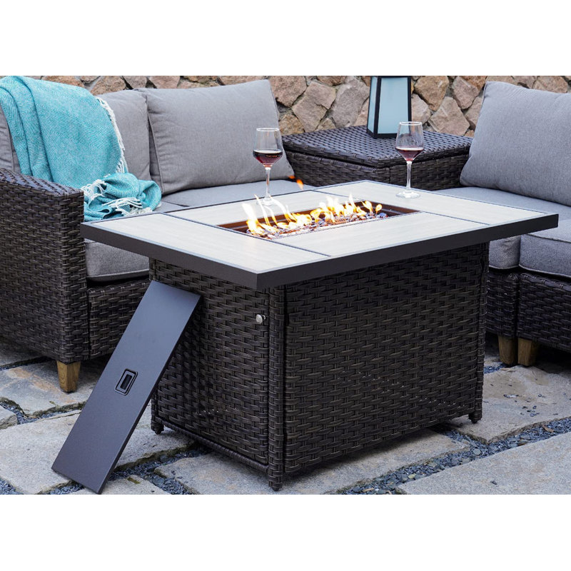 Red Barrel Studio® Outdoor 43 Inch Propane Gas Fire Pit Table ...