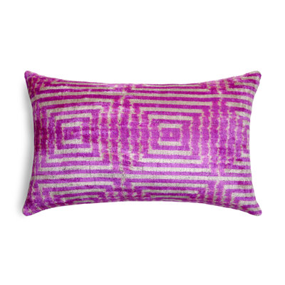 Canvello Handmade Unique Down Insert Silk Velvet Ikat Lumbar Throw ...