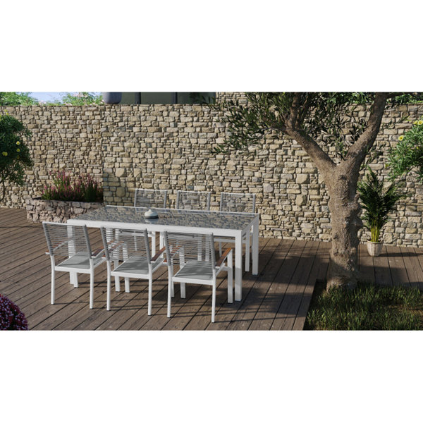 Dakota Fields Amad Rectangular 6 - Person 98cm Long Aluminum Dining Set ...