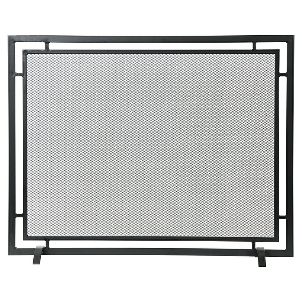 Modern Ember Gatsby Mesh Fireplace Screen - Single Panel, Steel Frame ...