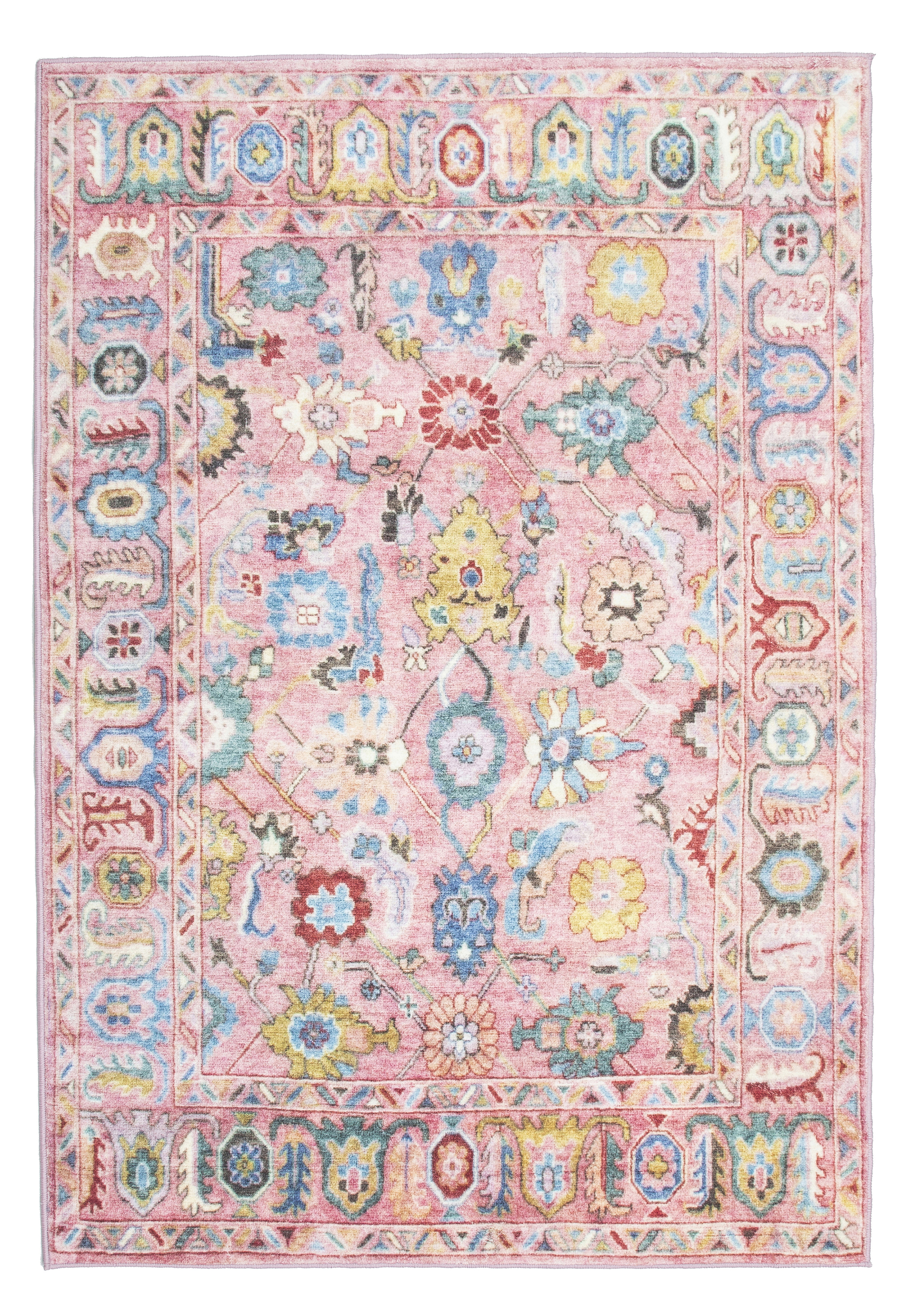 Kalili Rugs Pink Oushak Premium 1/4" Pile Ultra Soft Non-Slip Padded ...