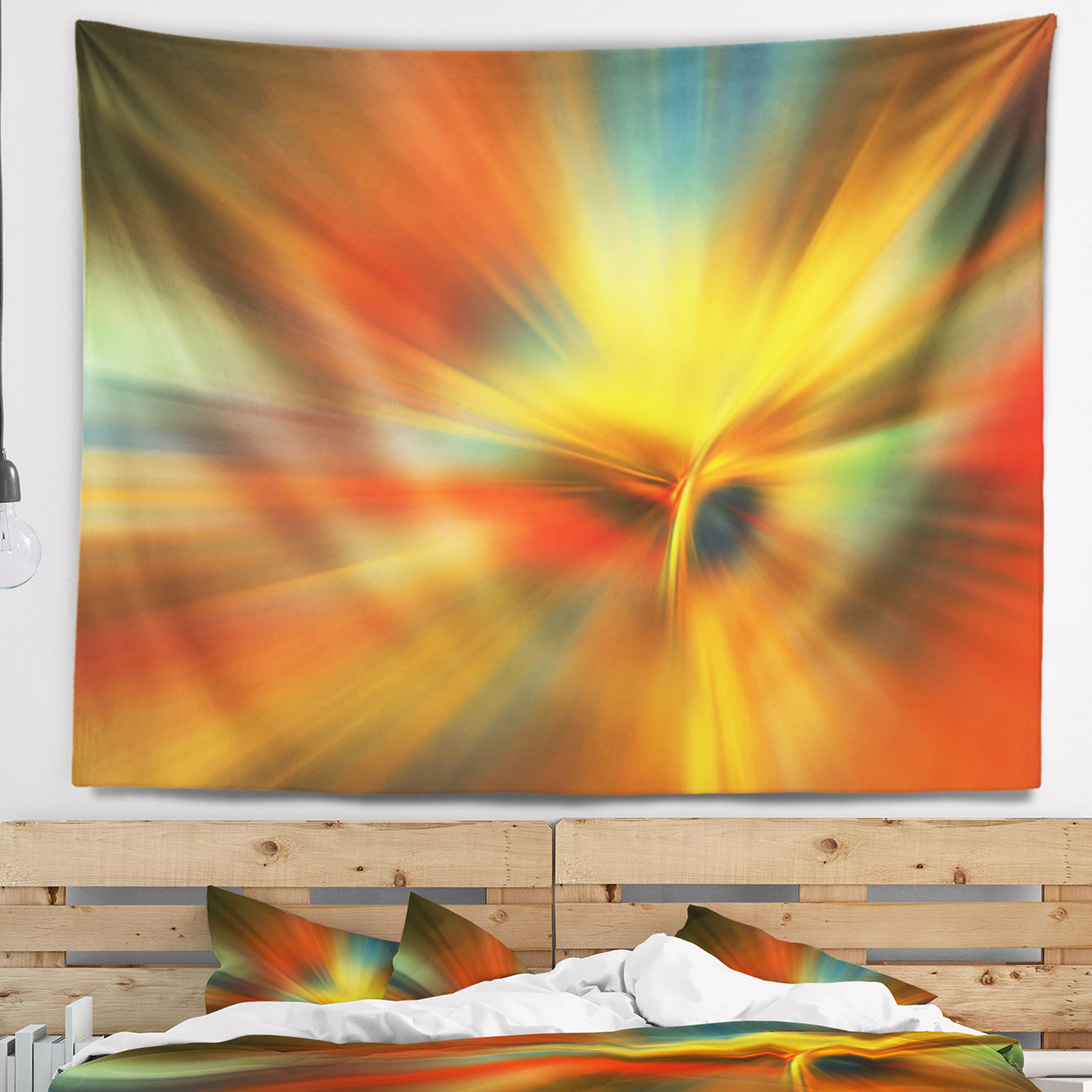 The Twillery Co.® Corwin Abstract Yellow Focus Color Tapestry | Wayfair