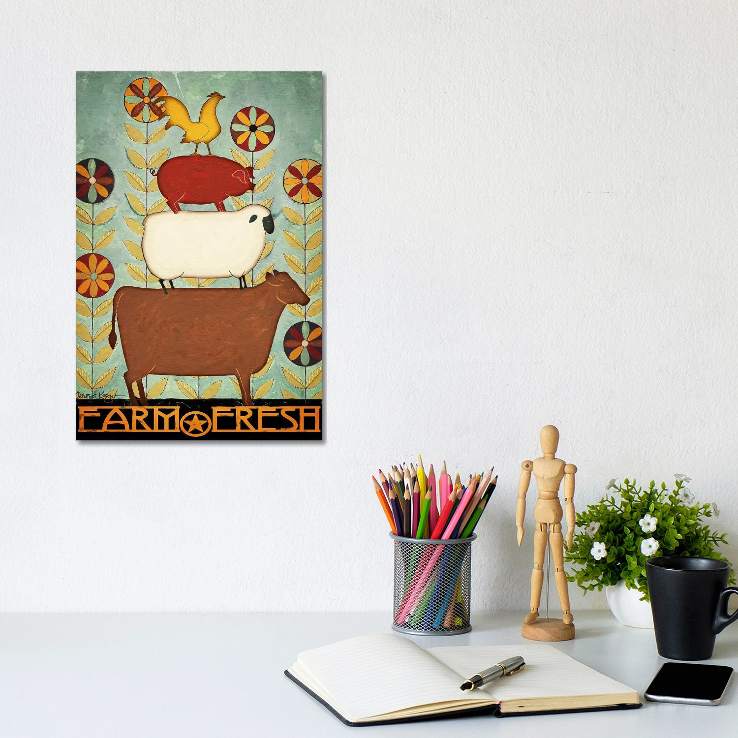 East Urban Home Farm Fresh Animal Stack by Teresa Kogut - Print | Wayfair