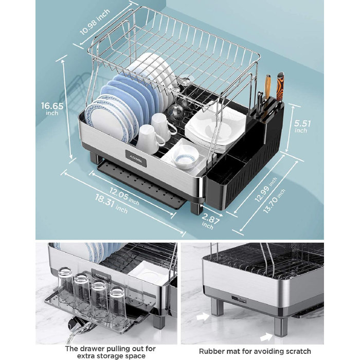 rayintelligent Stainless Steel 2 Tier Dish Rack & Reviews | Wayfair