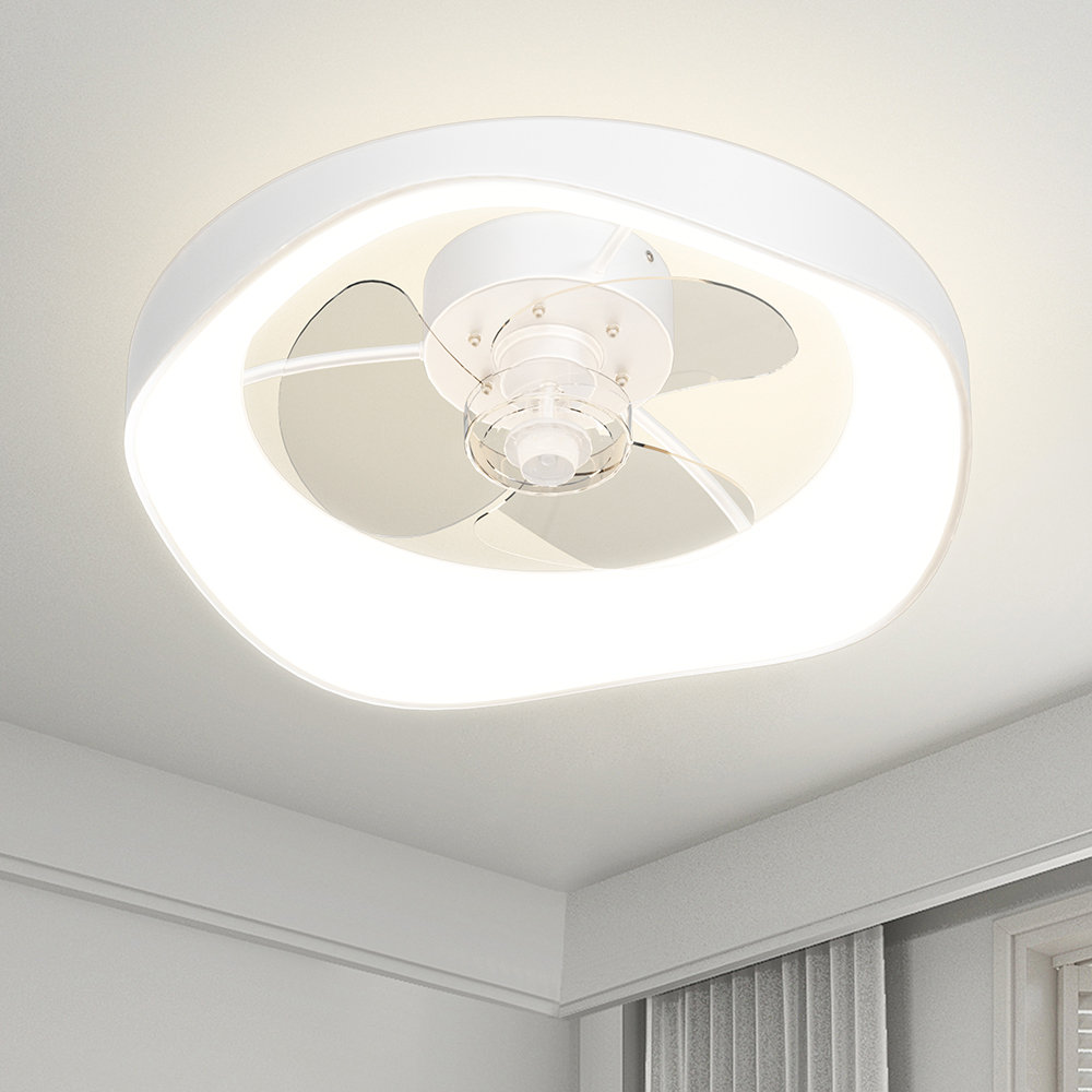 HELYIVLE 19.7'' Bedroom Recessed Ceiling Fan with Light,With LEDs and ...