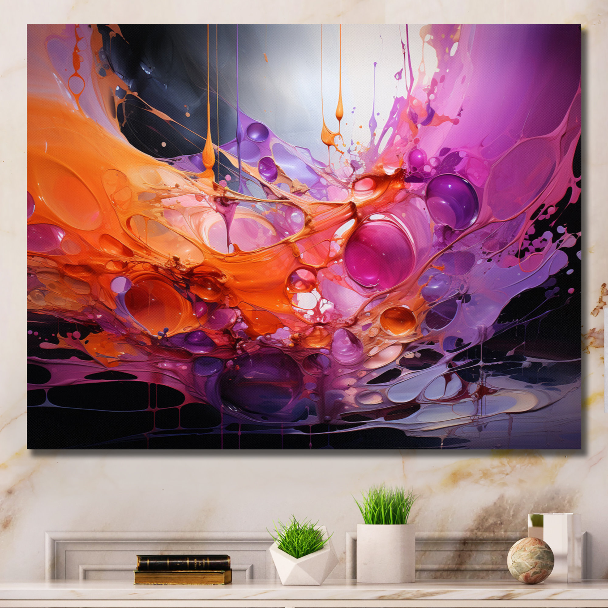 Wrought Studio Orange Purple Abstract Fractal Collage Reflections ...