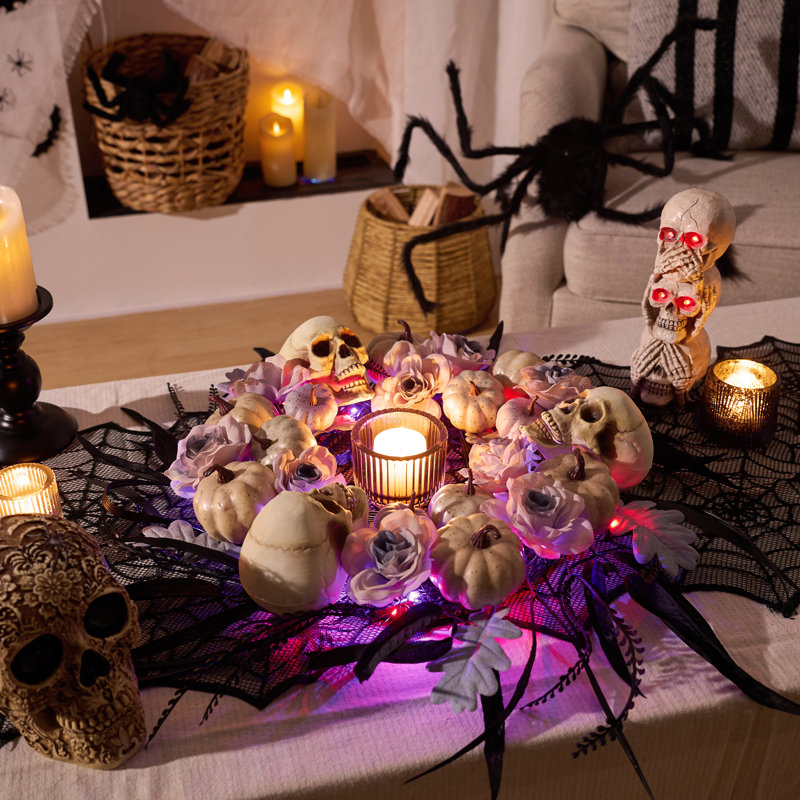 The Holiday Aisle® 20 Inch Halloween Pumpkin, Skeleton and Roses ...