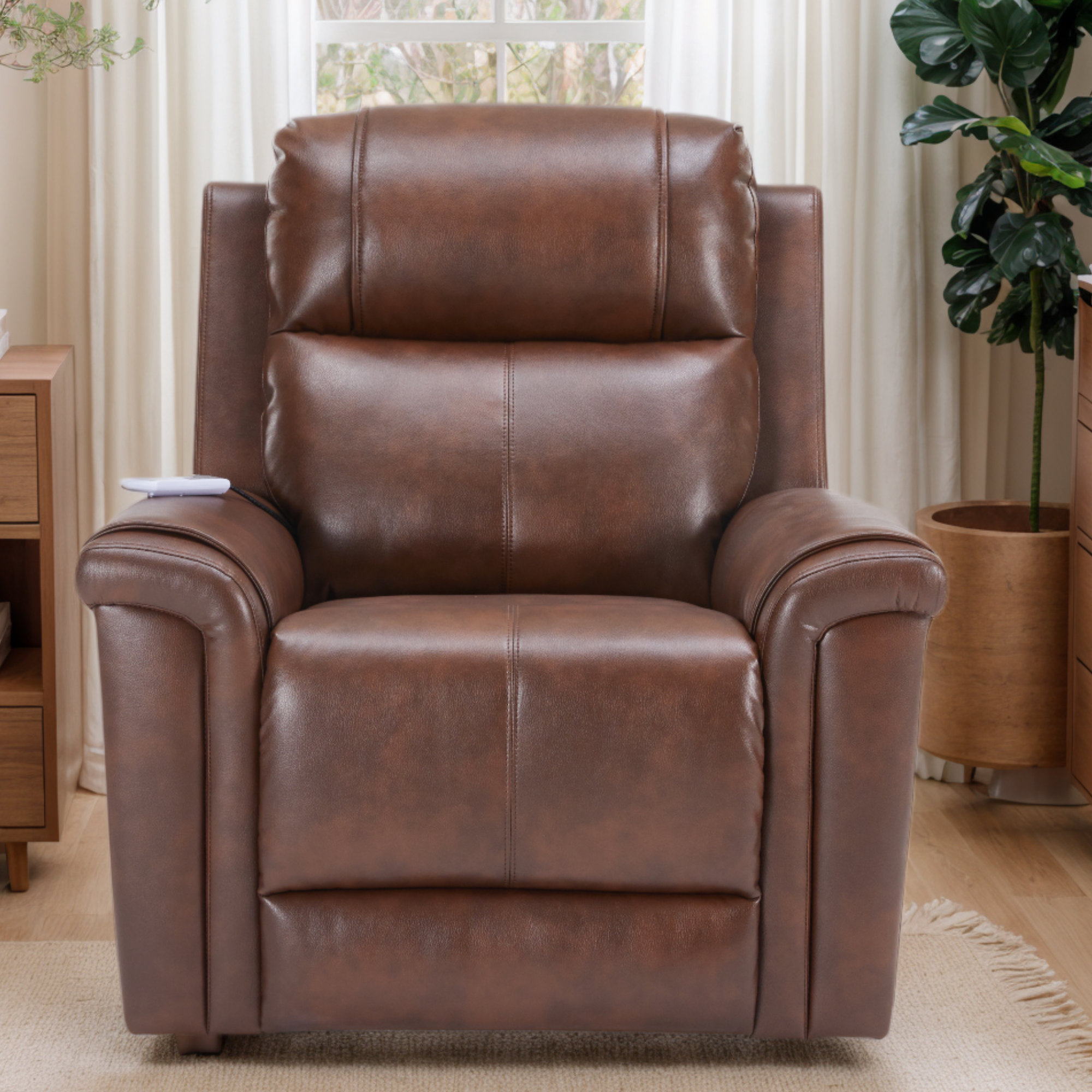 Latitude Run® Power Lift Assist Infinite Position Recliner With Pullout Side Storage And ...