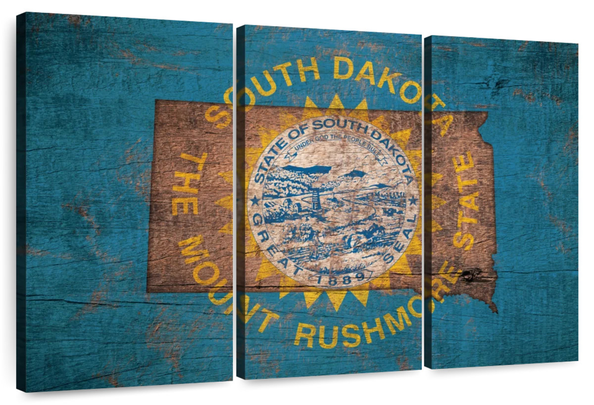 Ebern Designs Borges State Map Over South Dakota Flag | Wayfair