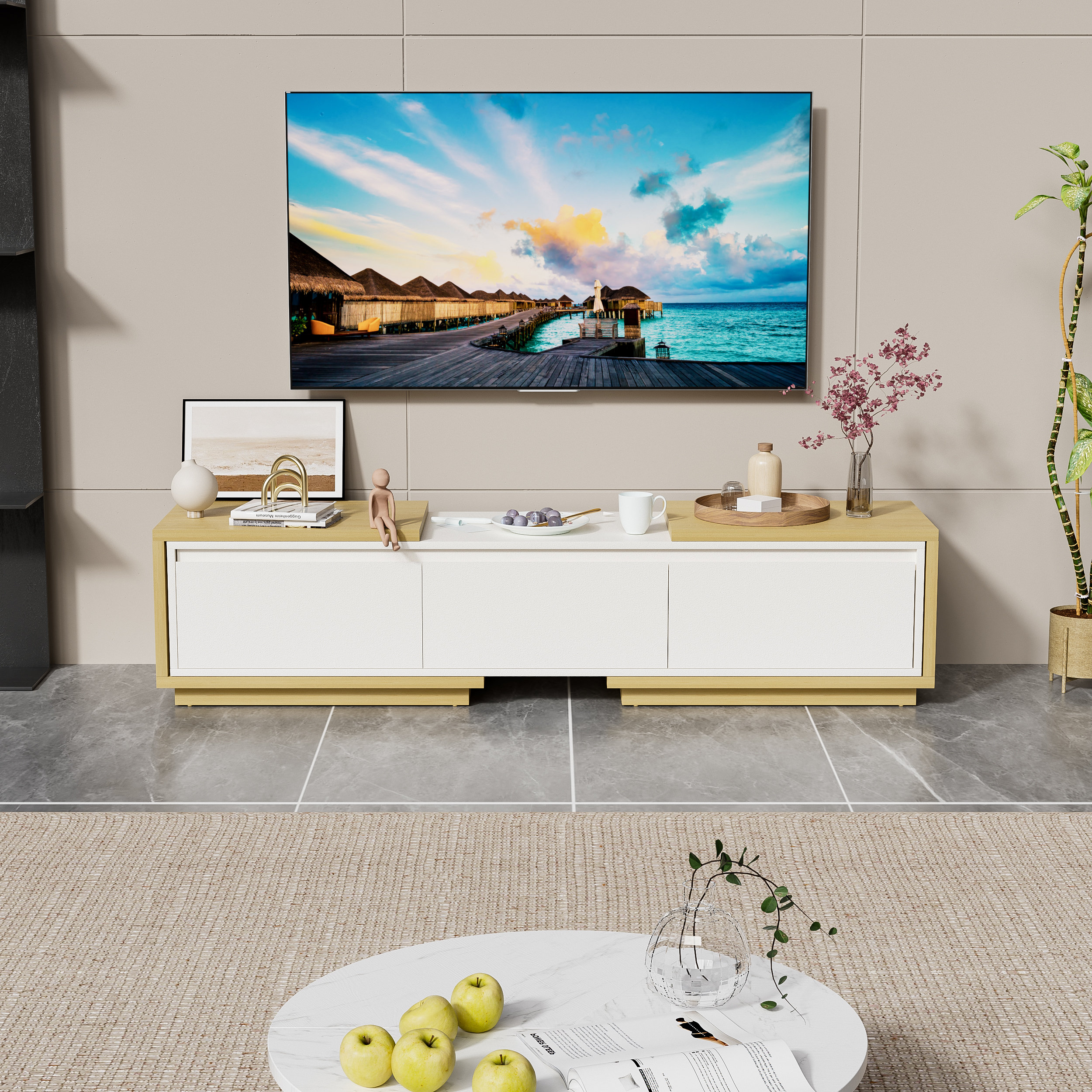 Mercer41 TV Media Console Table with LED Lights - Wayfair Canada