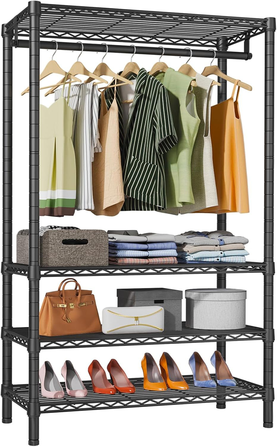 INKEDZ Wire Garment Rack 4 Tiers Heavy Duty Clothes Rack for Hanging ...