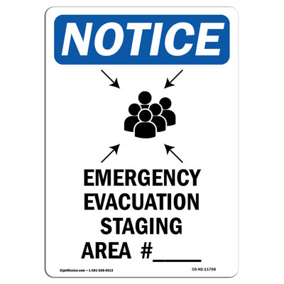 SignMission Notice Emergency Evacuation Sign with Symbol Sign | Wayfair