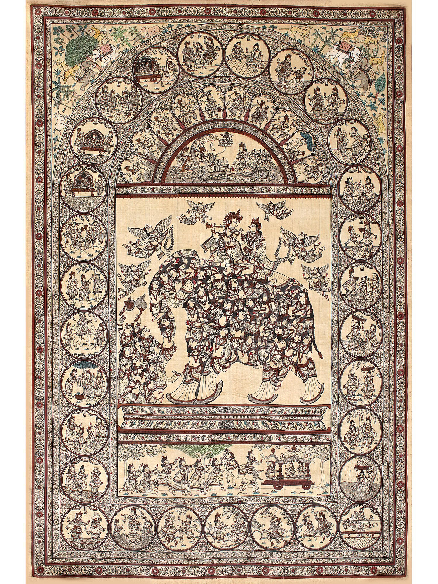 Exotic India Radha Krishna On Elephant Inside Krishna Leela | Patta ...