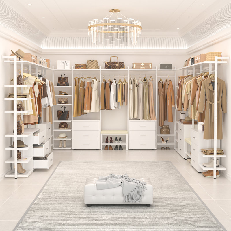 Latitude Run® Walk in Closet System with 6 Closet Drawers & Reviews ...