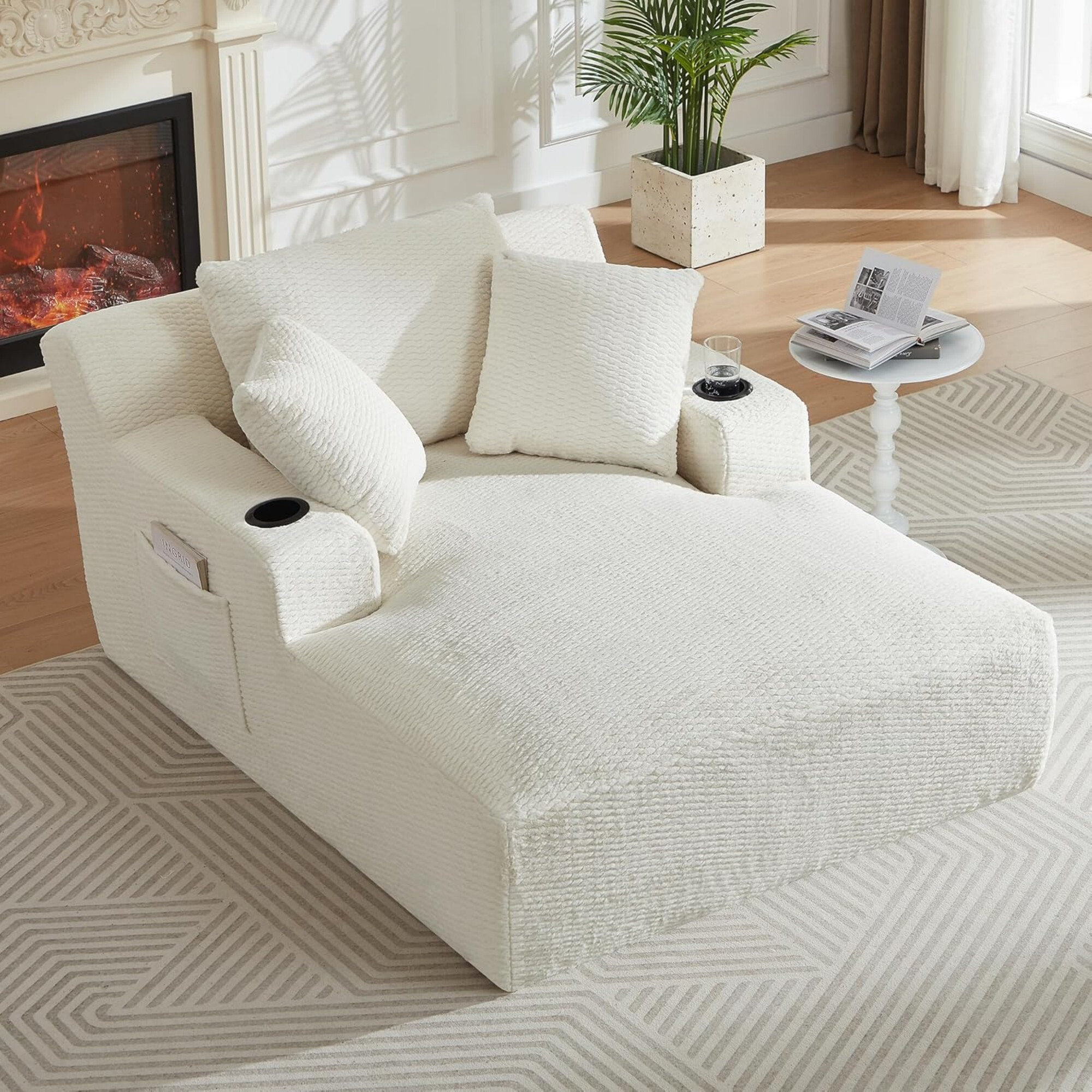 Wrought Studio™ 49"W Oversized Chaise Lounge Chair Indoor With Storage ...