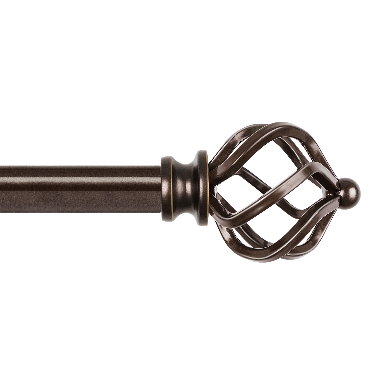 Red Barrel Studio® Curtain Rod Single Drapery Rod, Twisted Cage Finial ...
