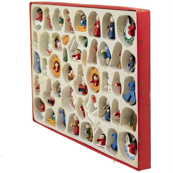 Kurt Adler 48 Piece Petite Treasures Wooden Mini Hanging Figurine ...