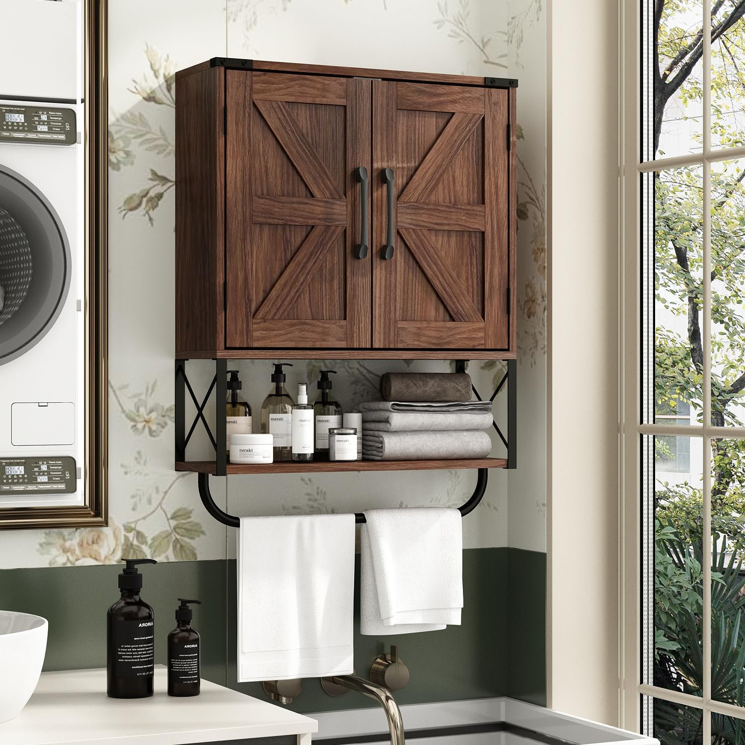 Ophelia & Co. Farmhouse Medicine Cabinet With 2 Barn Door,Wood Wall ...