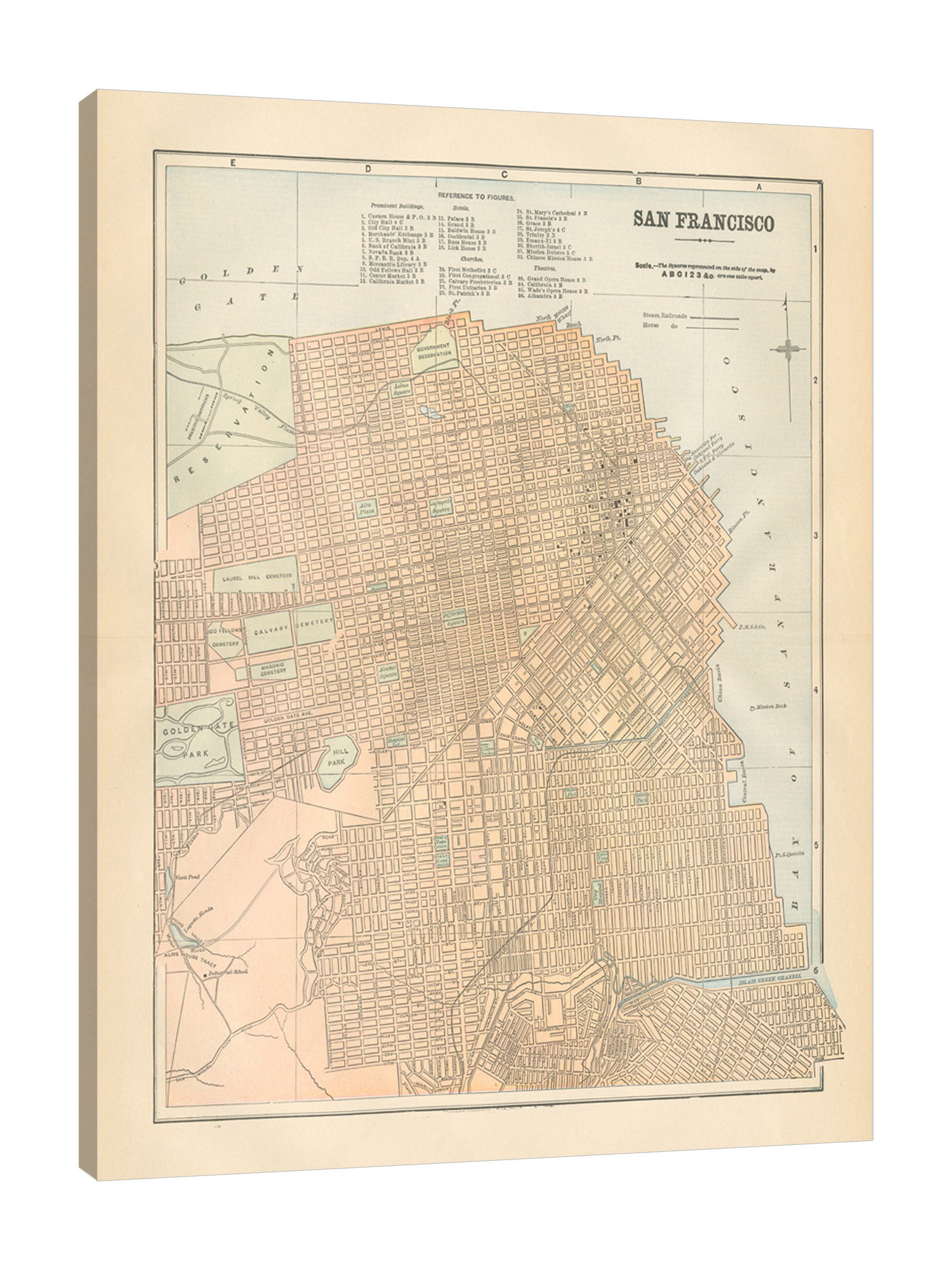 Jaxson Rea San Francisco Map by Wild Apple Portfolio - Wrapped Canvas ...