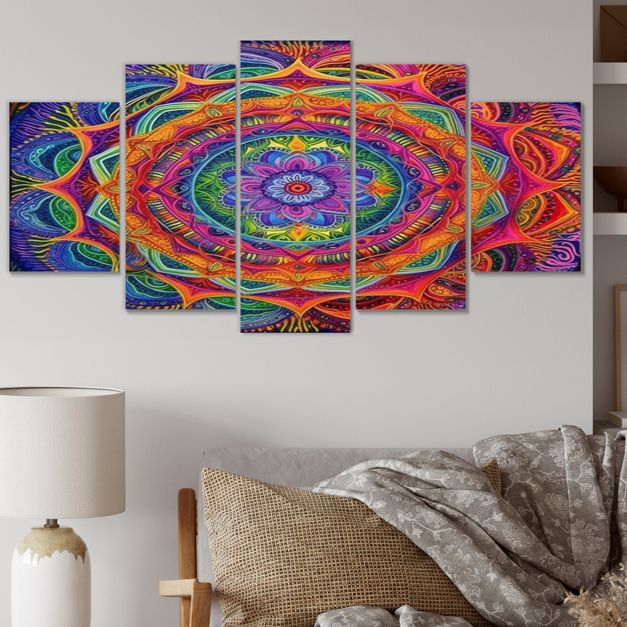 Bungalow Rose Sacred Mandala - Boho Mandala Wall Art Living Room - 5 ...