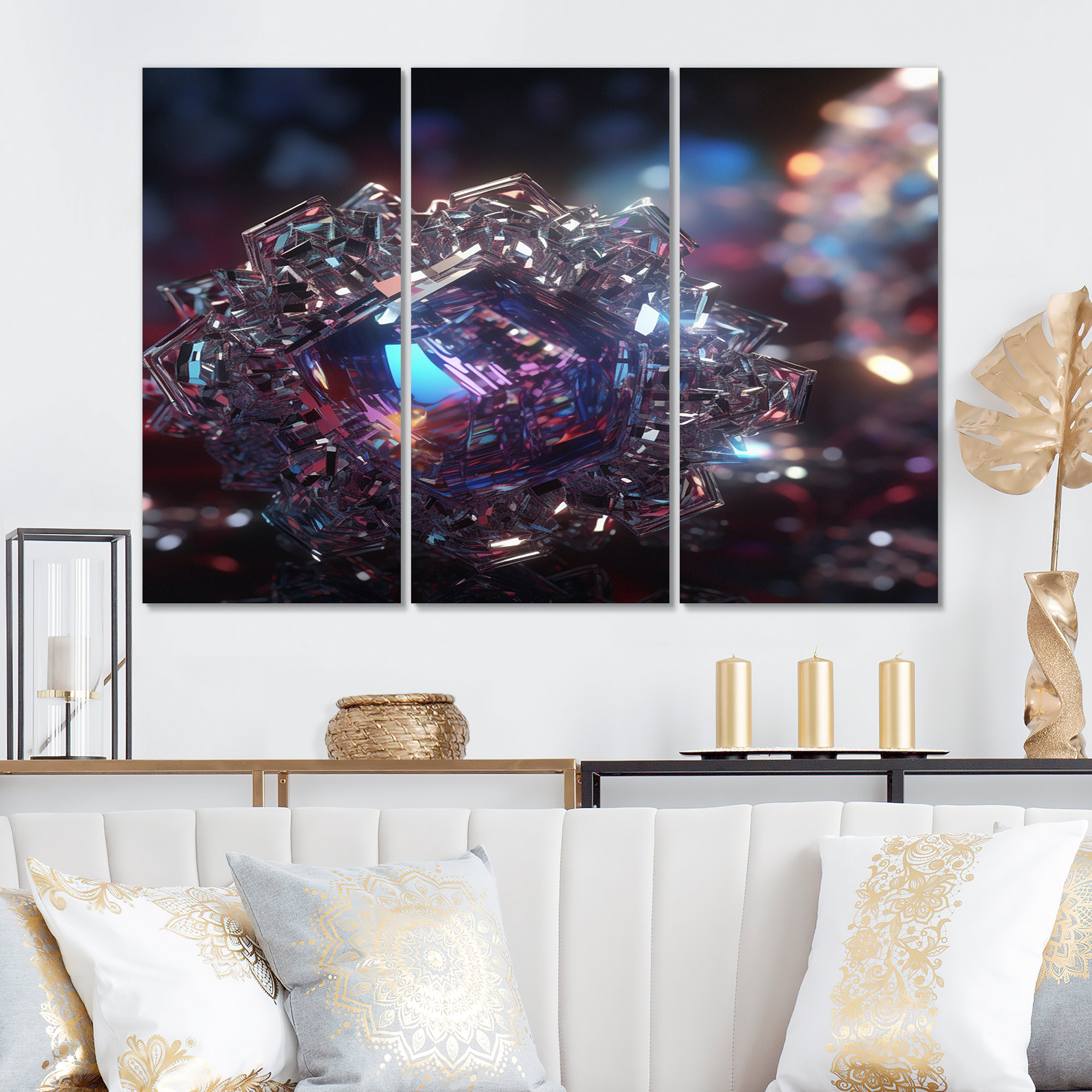 Latitude Run® Liquid Crystal Fusion III - Fractals Wall Art Living Room ...