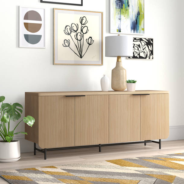 Corrigan Studio® 63" Beige Arched Door Buffet Sideboard with 4 Door ...