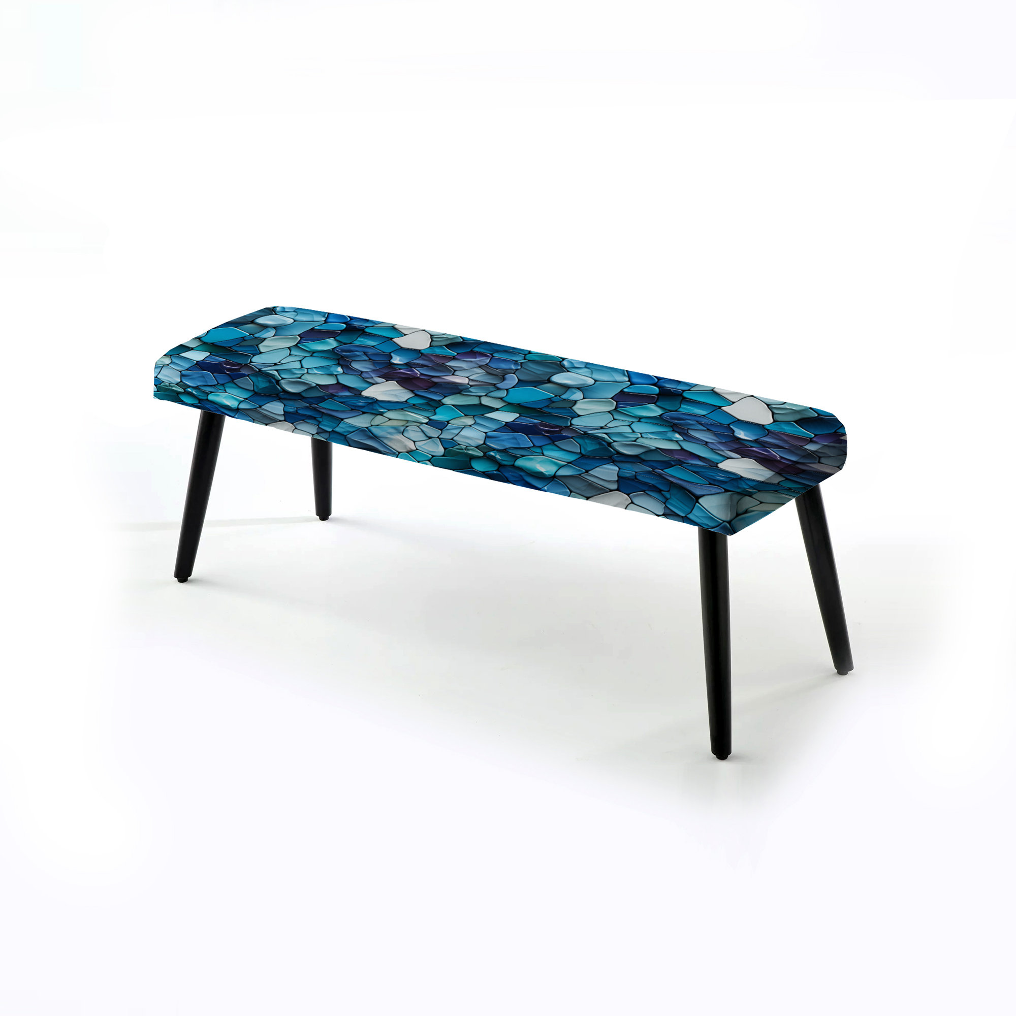 Design Art Ocean Blue Mosaic Turquoise - Tropical Upholstered Black ...