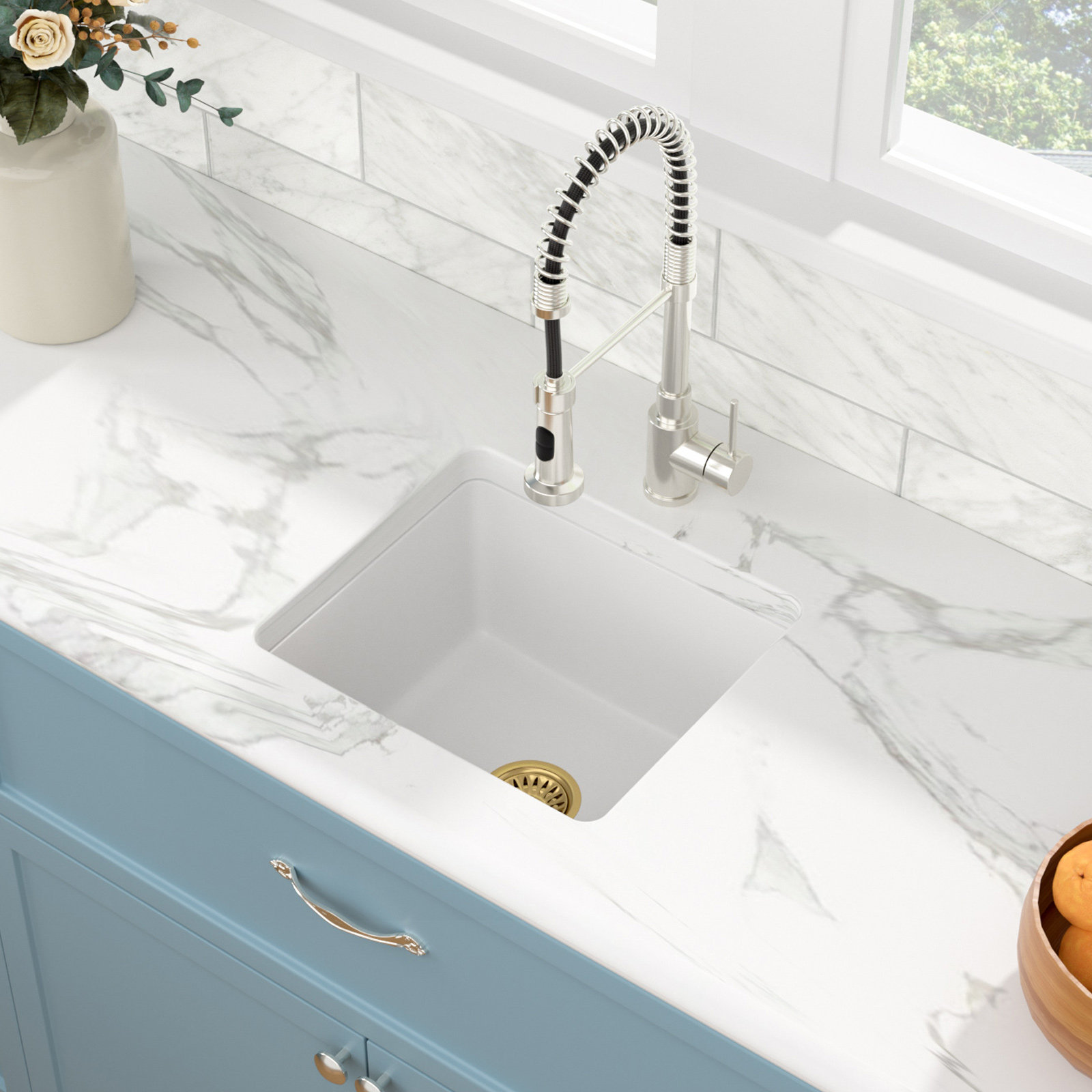 Sarlai 18" L x 16" W Undermount Granite Composite Kitchen Sink ...