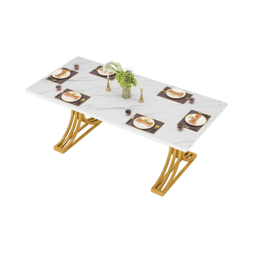 Mercer41 Rodricus Metal Base Dining Table | Wayfair