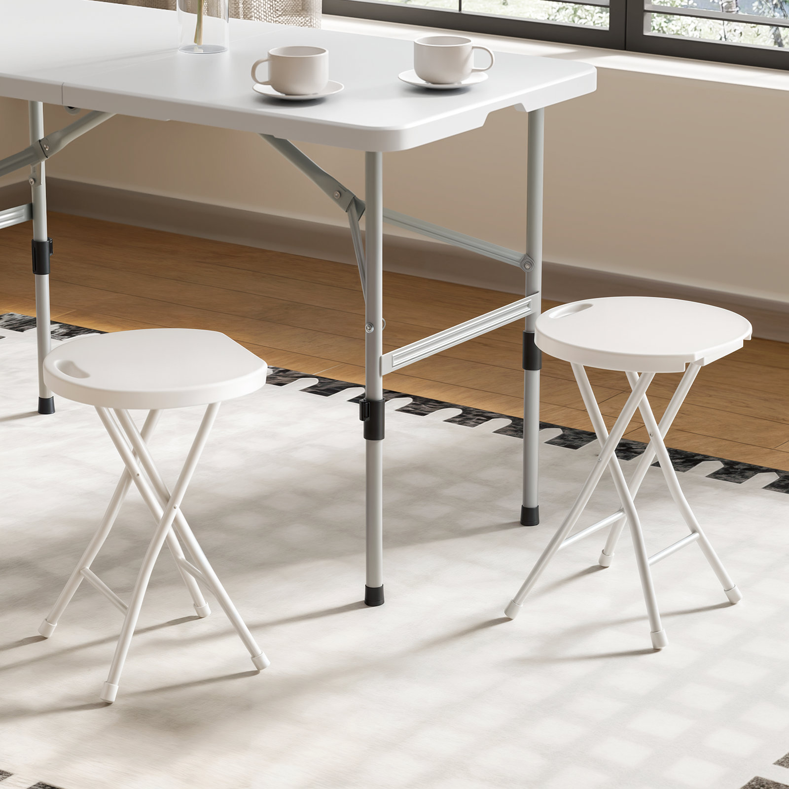 Inbox Zero Kynleigh 17.5" Folding Stools, Plastic Collapsible Round ...