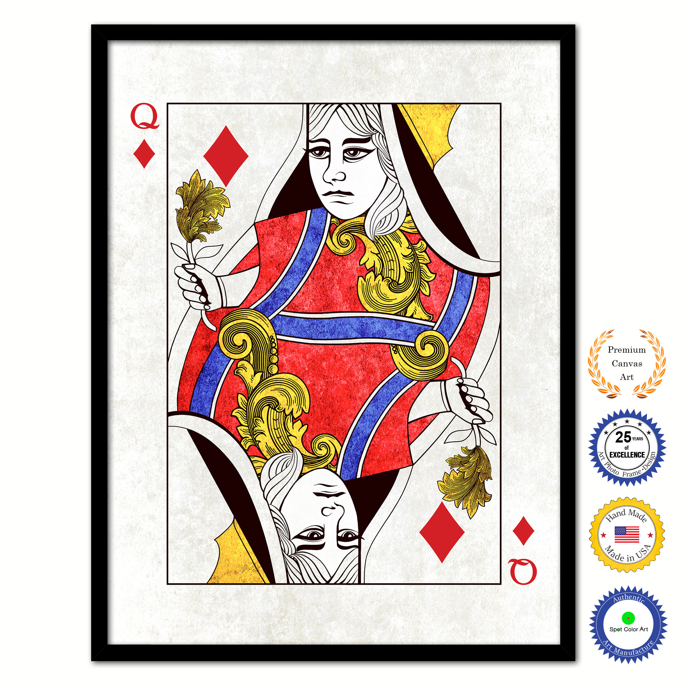 Trinx Queen Diamond Poker Decks of Vintage Cards Print on Canvas Black ...