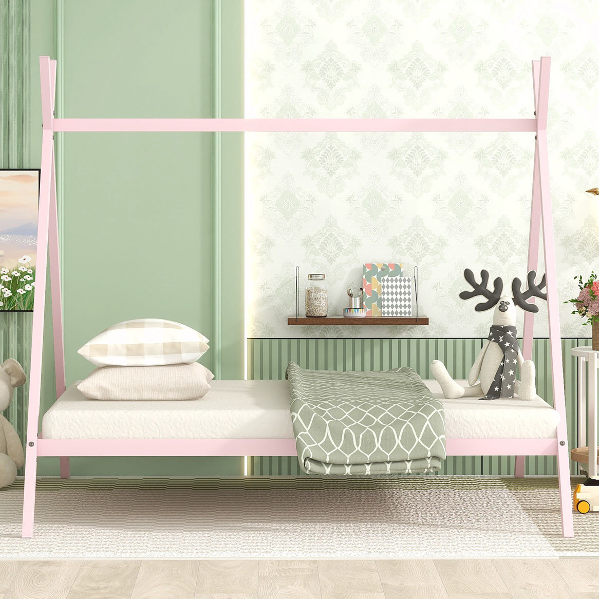 Redwood Rover House Bed Tent Bed Frame Metal Floor Play House Bed With ...