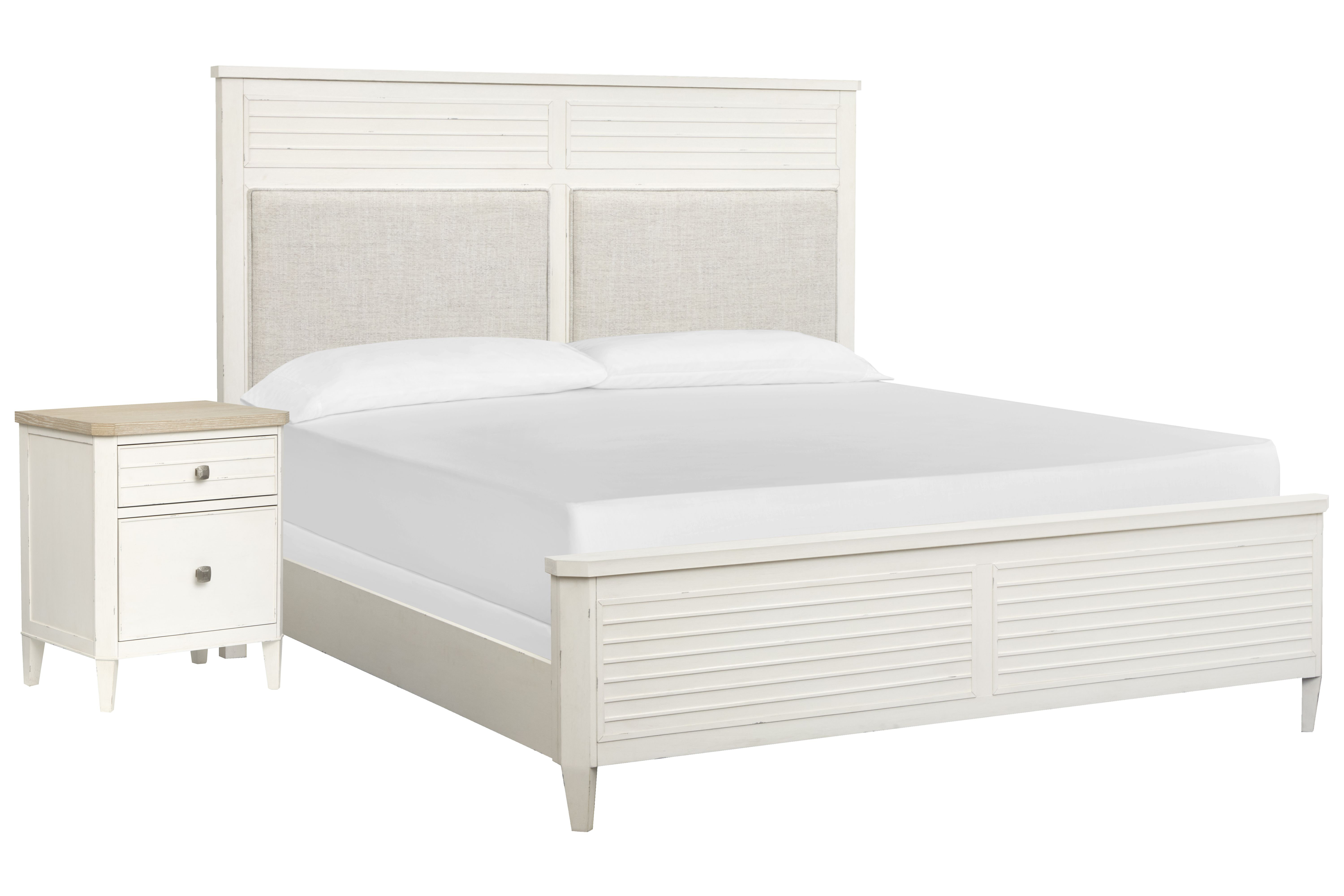 Latitude Run® Upholstered Panel Bed With Telephone Tables | Wayfair