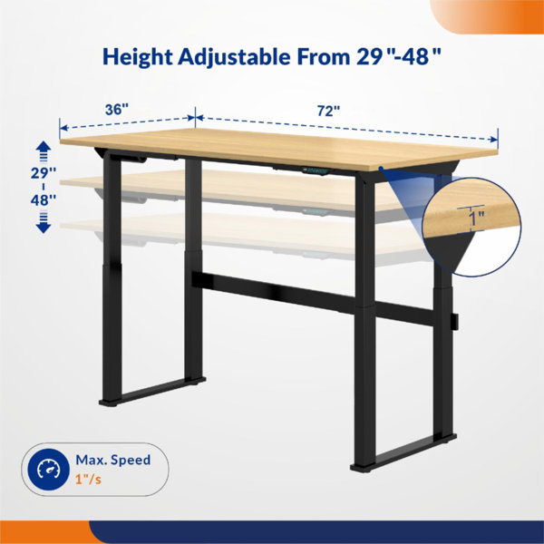 Latitude Run® 72" W x 36" D Dual Motor Electric Adjustable Height ...
