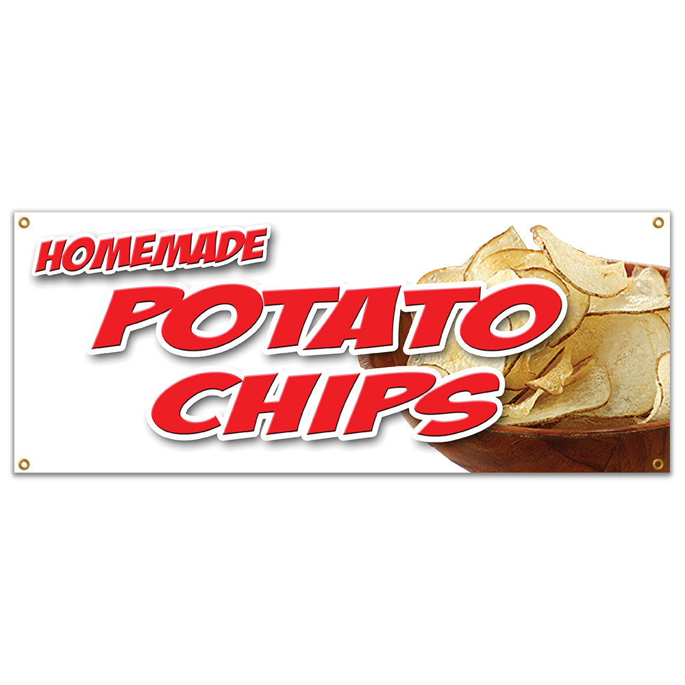 SignMission HOMEMADE POTATO CHIPS BANNER SIGN kettle bar b que fresh ...