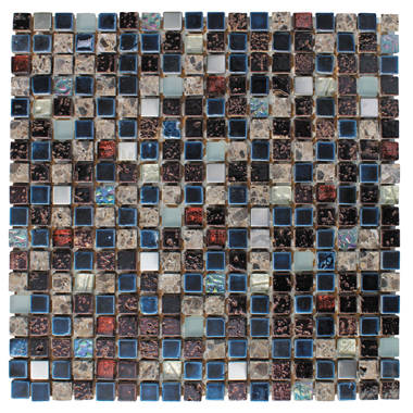Intrend Tile Hand Colored Mosaic 1" x 1" Glass/Natural Stone Grid ...