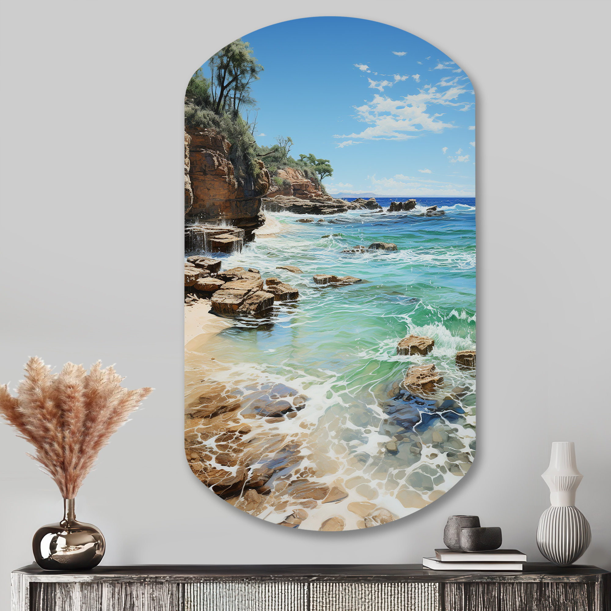 Design Art Beach Photo Ocean Escape V - Coastal Beach Cylinder Shape ...