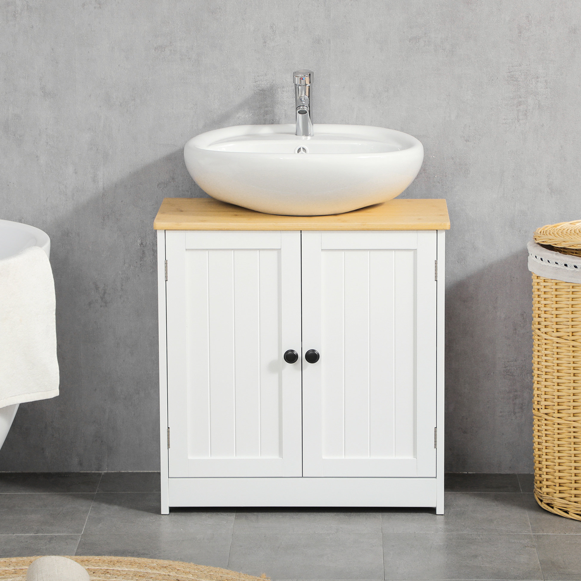 Lark Manor™ Modern White Bathroom Under Sink Trunk, Double Doors And ...