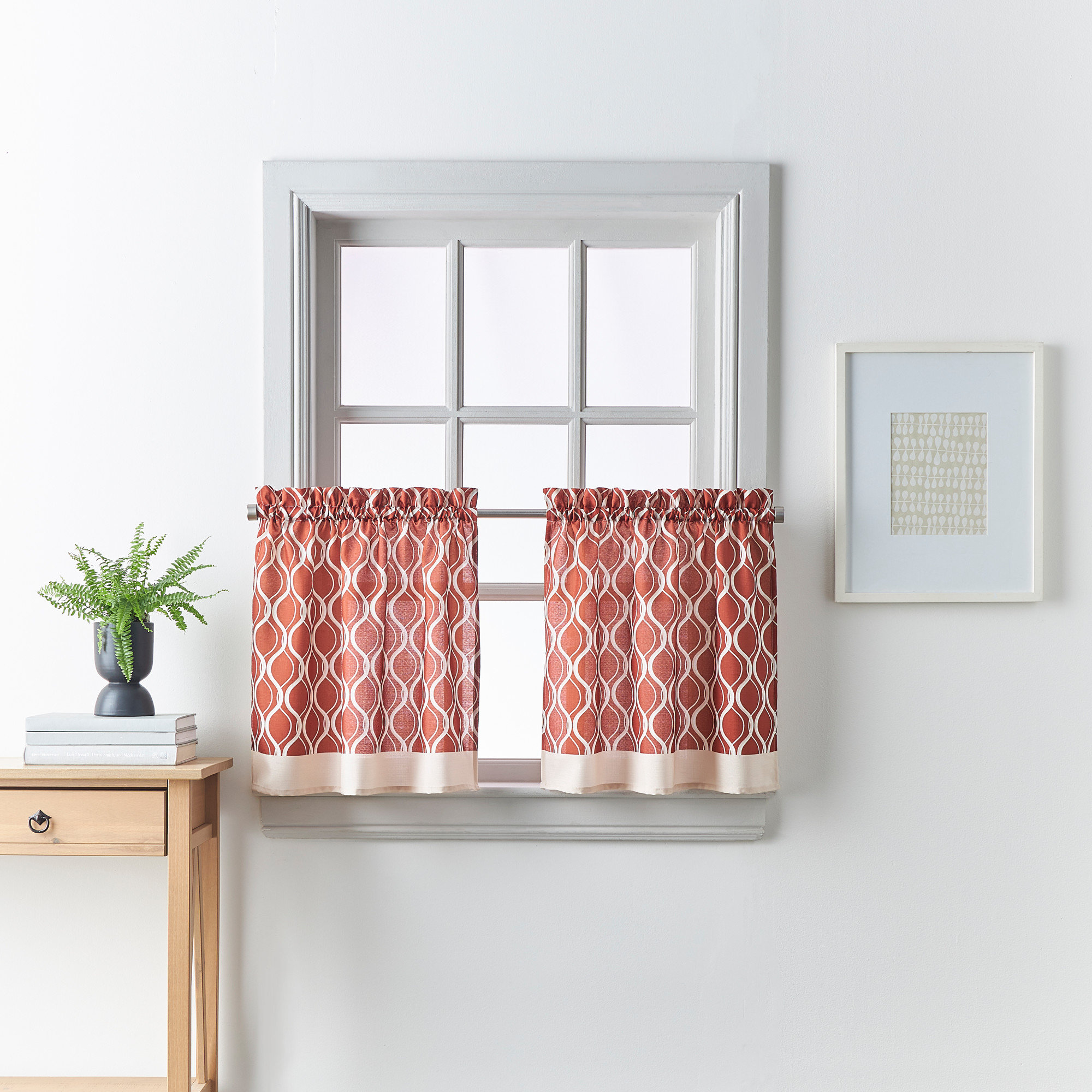 Winston Porter Curtainworks Morocco Tier Clay Cafe Curtain | Wayfair