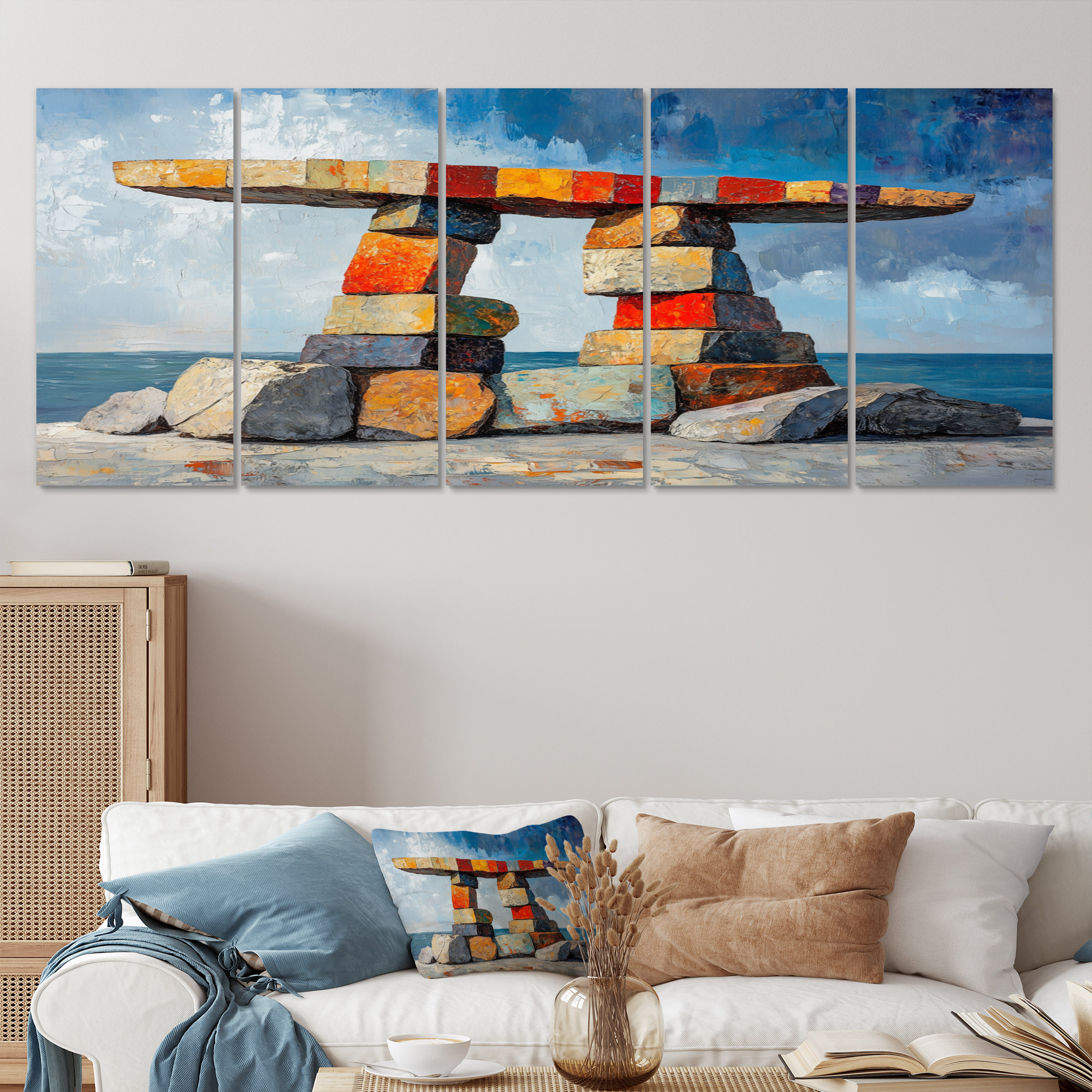 Beachcrest Home Canadian Inuit Art In Red And Orange Tones I - Canadian ...